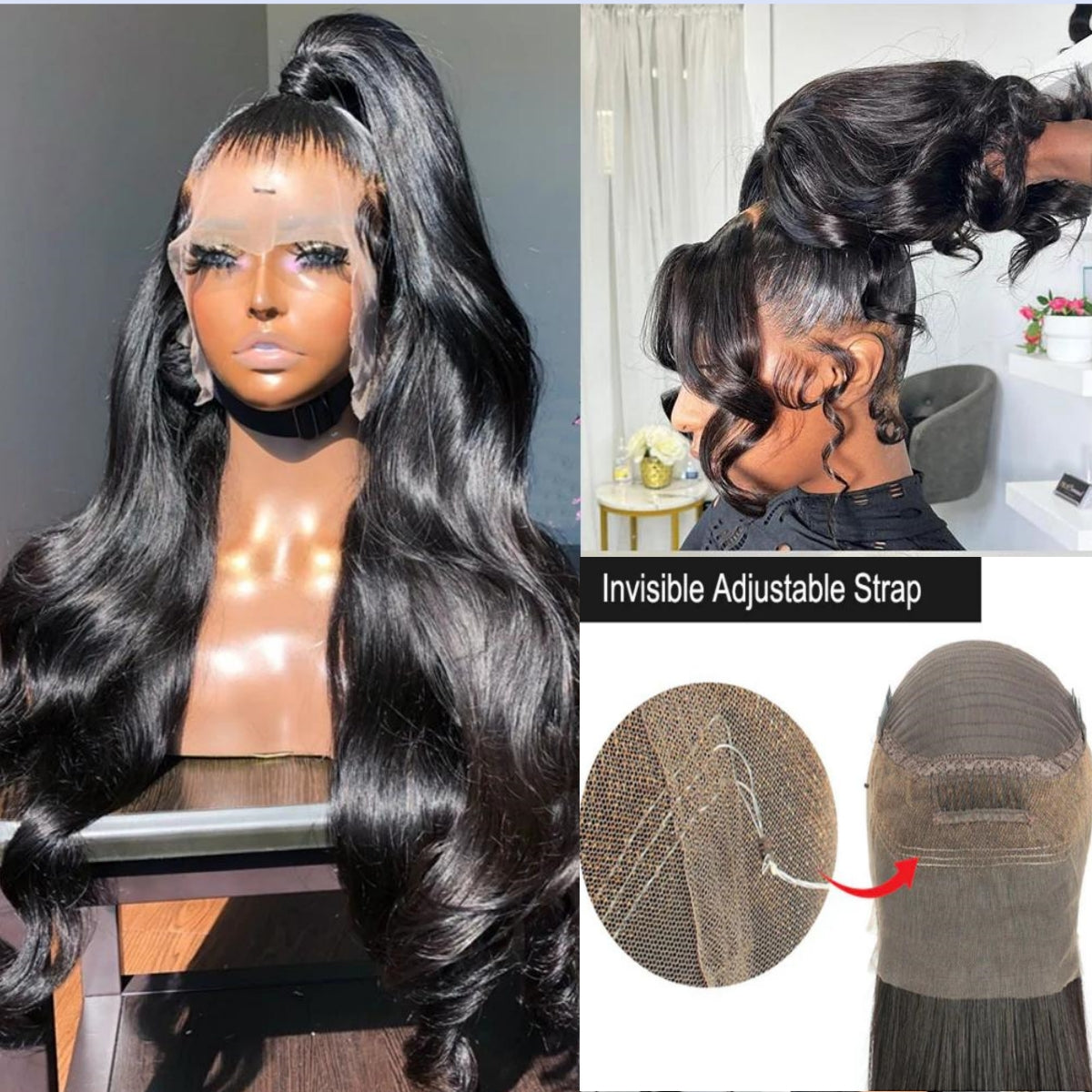 360 Skin Melt Swiss Lace Invisible Strap Super Hairline Wig for High B